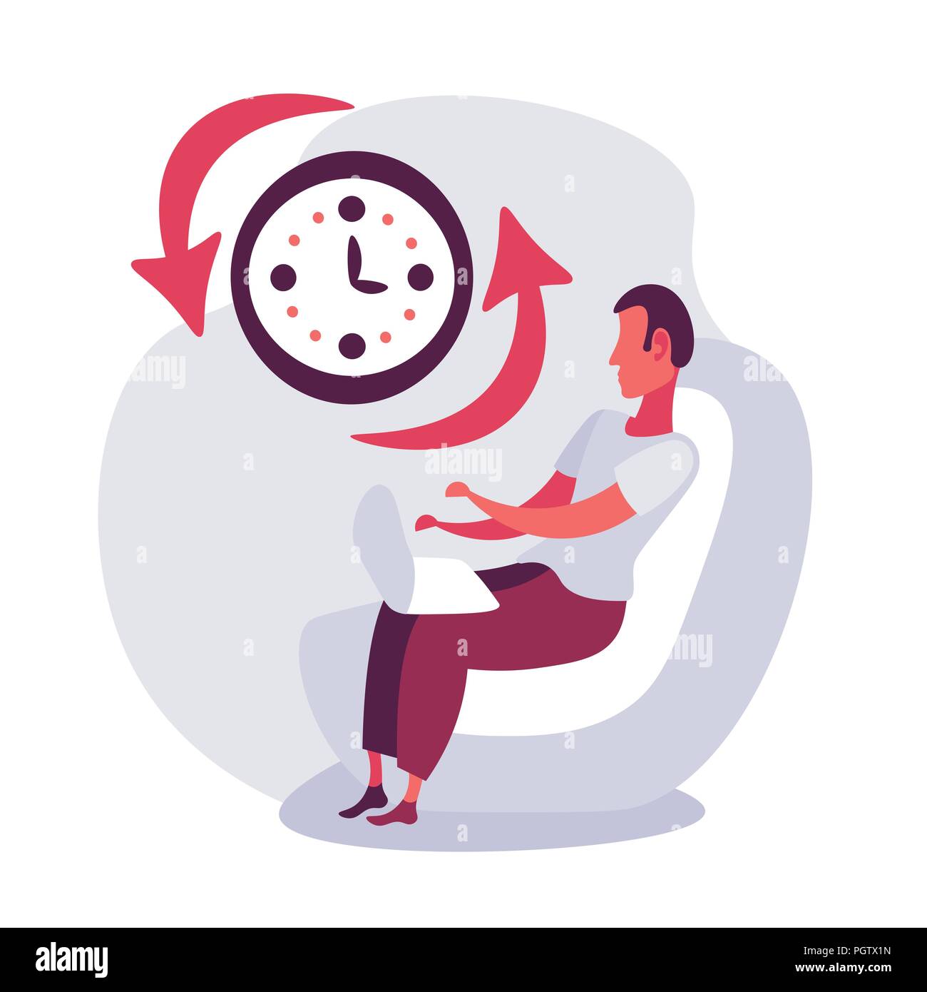 businessman sitting using laptop clock time management deadline concept ...