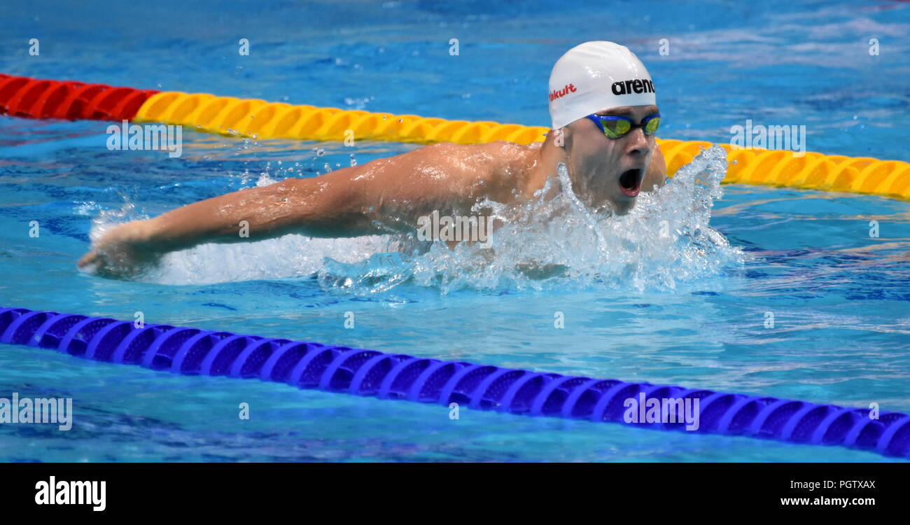 Budapest, Hungary - Jul 25, 2017. Competitive swimmer KENDERESI Tamas ...