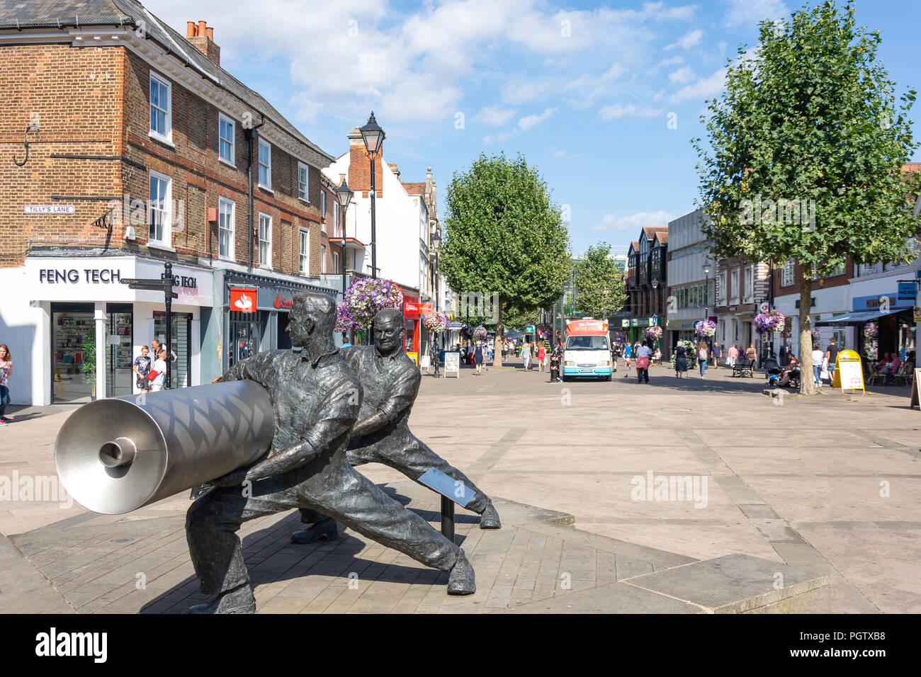 The lino sculpture on pedestrianised high street staines upon th hi-res ...