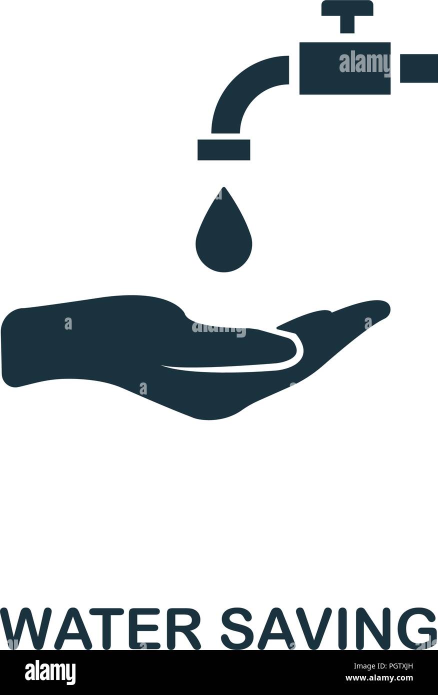 Water Saving icon. Monochrome style design from power and energy ...