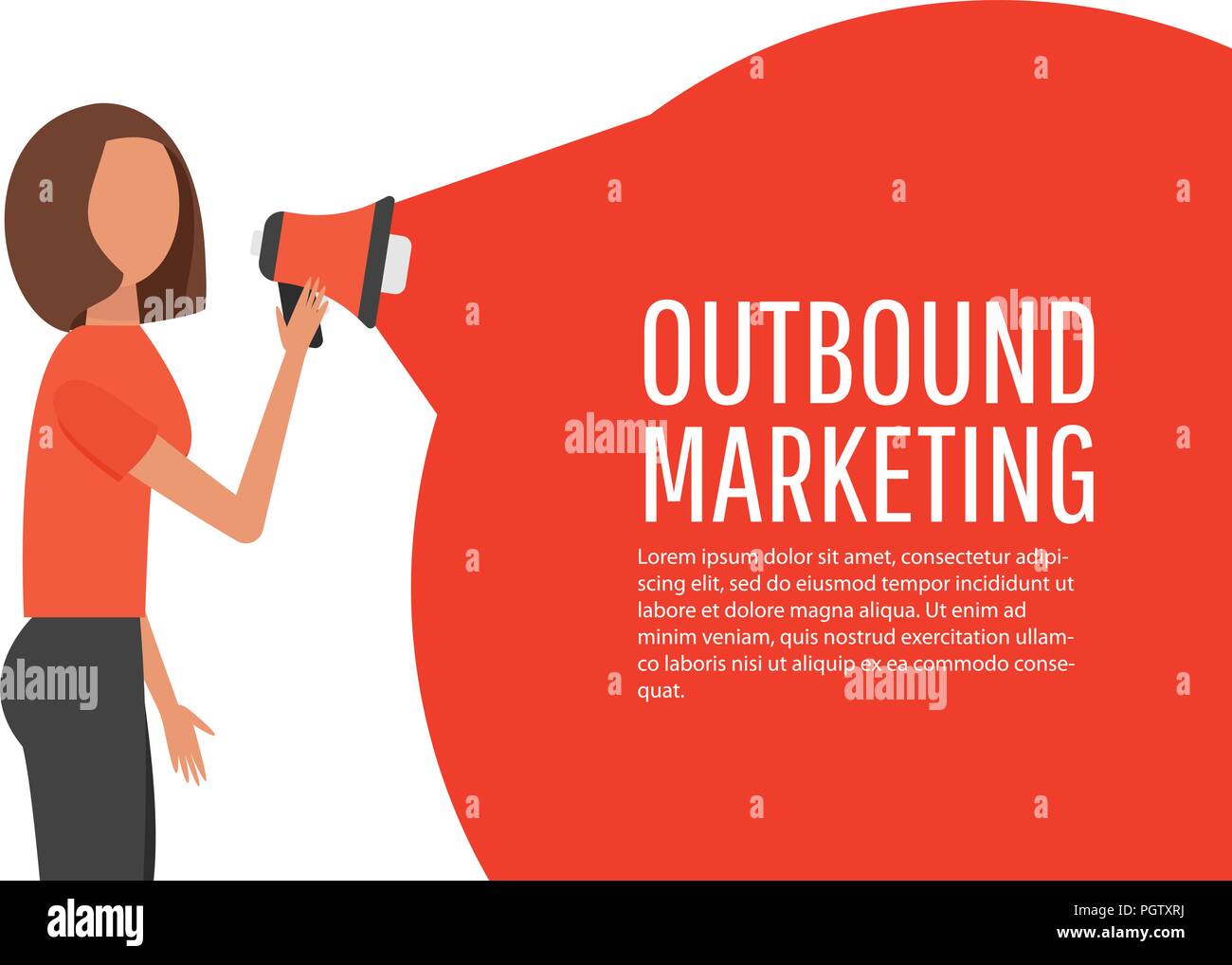 Outbound marketing. Megaphone label. Banner for business, marketing and ...