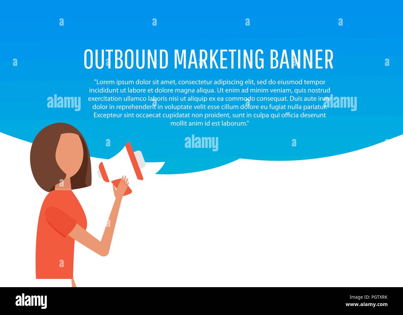 Outbound marketing. Megaphone label. Banner for business, marketing and ...