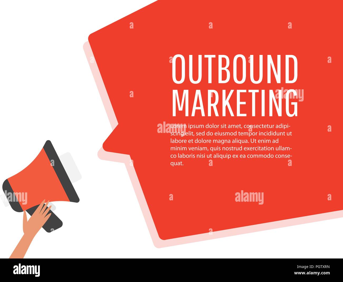 Outbound marketing. Megaphone label. Banner for business, marketing and ...