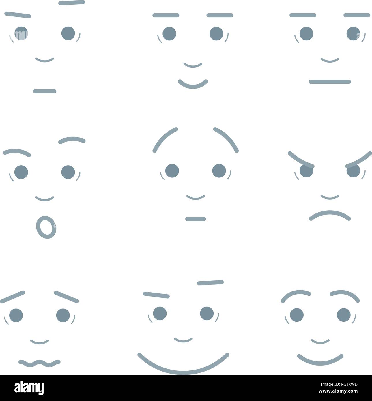 Vector illustration Cartoon facial expressions set Stock Vector Image ...