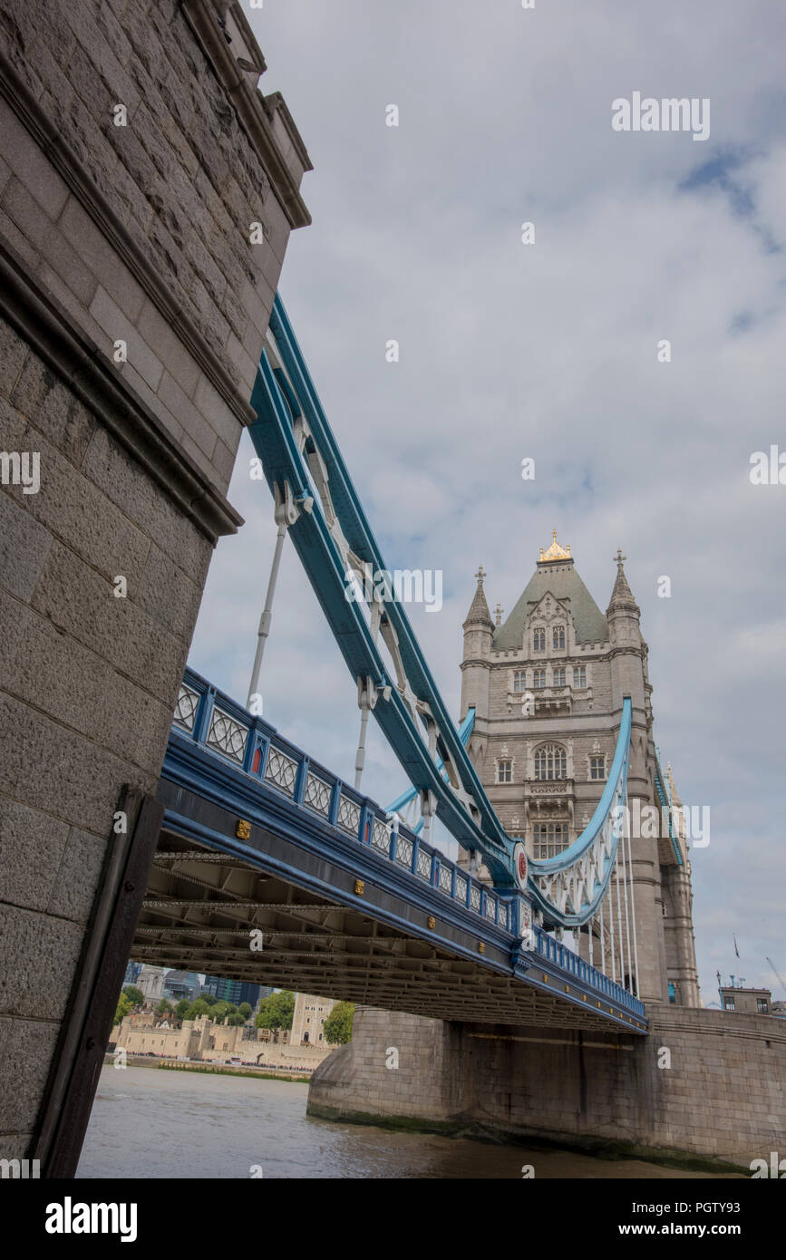different or unusual view of tower bridge landmark in central london ...