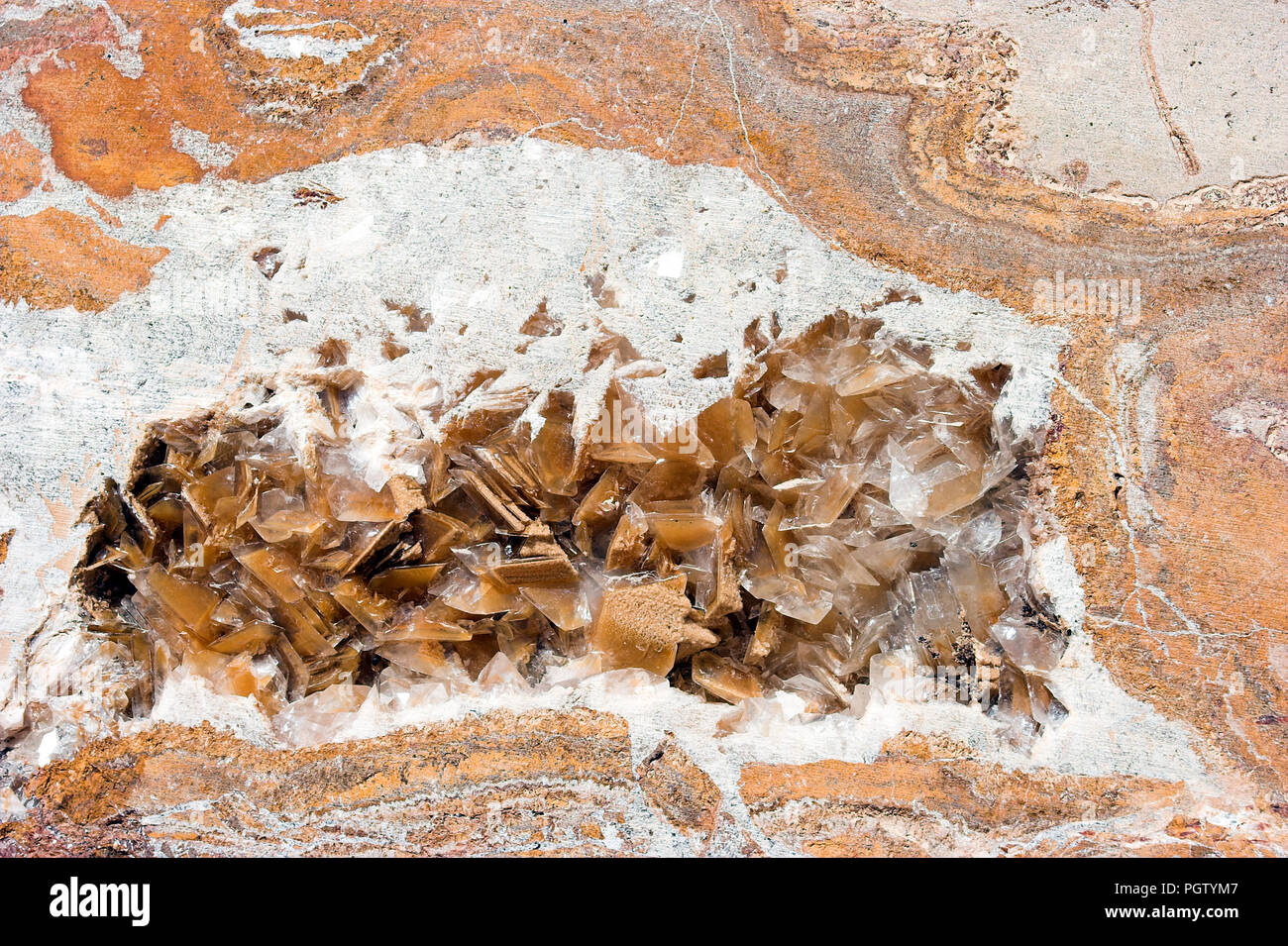 Calcite crystal; part of a raw marble slab Stock Photo - Alamy