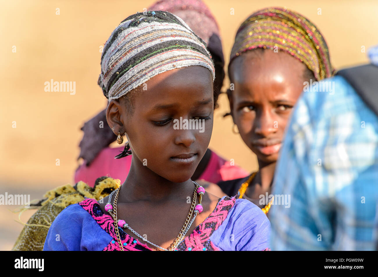 FERLO DESERT, SENEGAL - APR 25, 2017: Unidentified Fulani girl in ...