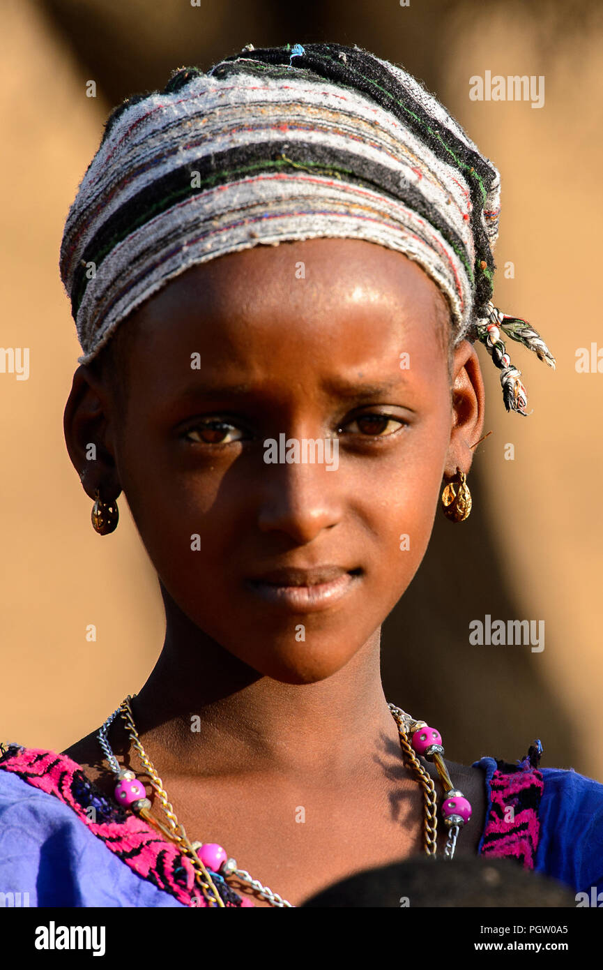 FERLO DESERT, SENEGAL - APR 25, 2017: Unidentified Fulani girl in ...