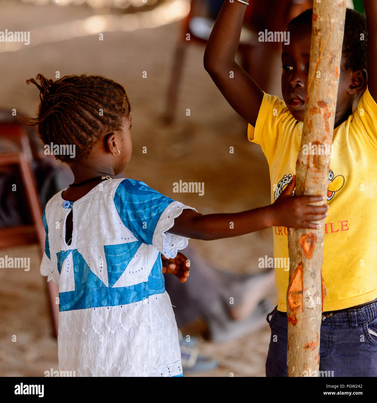 KASCHOUANE, SENEGAL - APR 29, 2017: Unidentified Diola little girl with ...