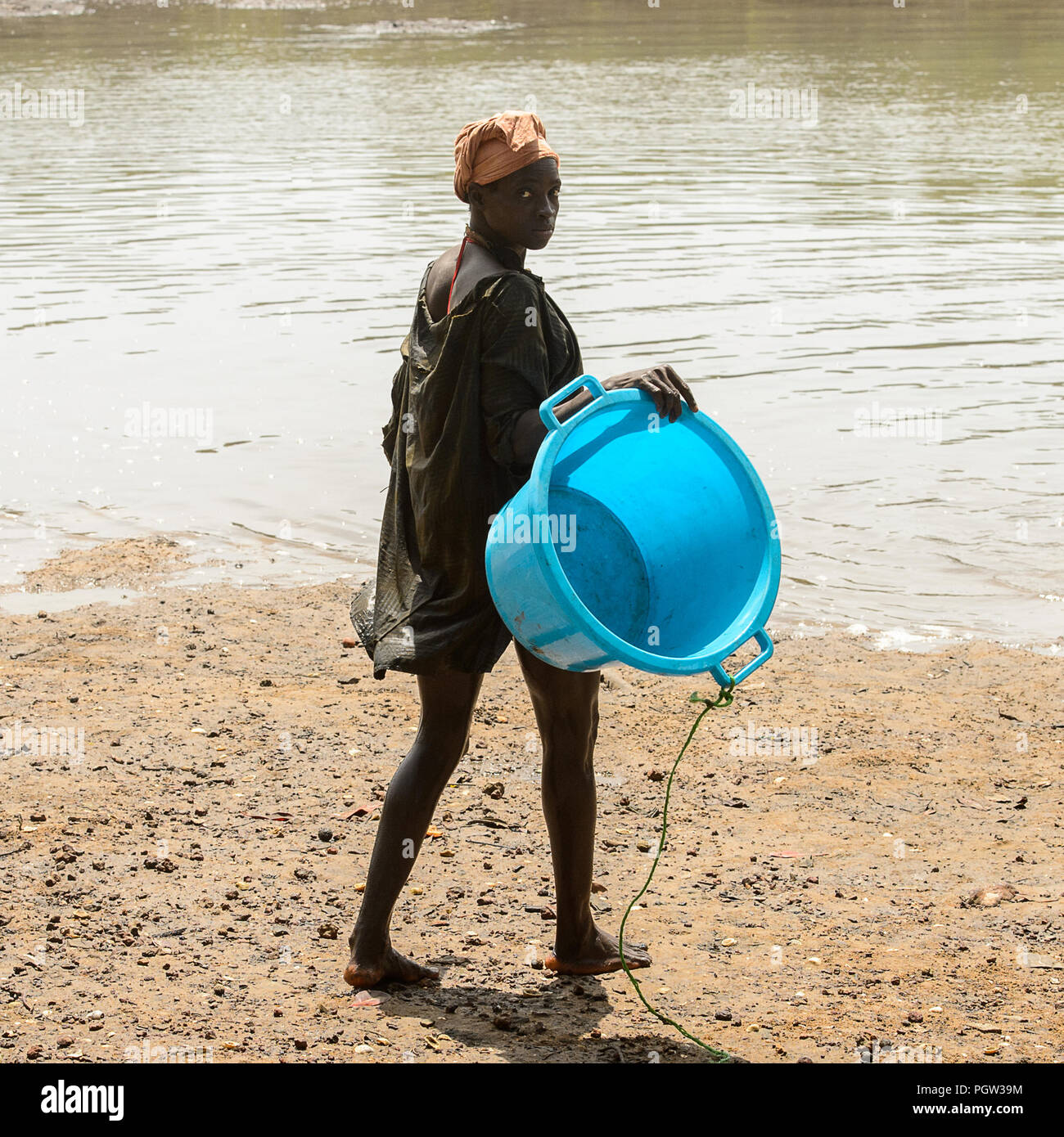 CANHABAQUE, GUINEA BISSAU - MAY 4, 2017: Unidentified local woman ...