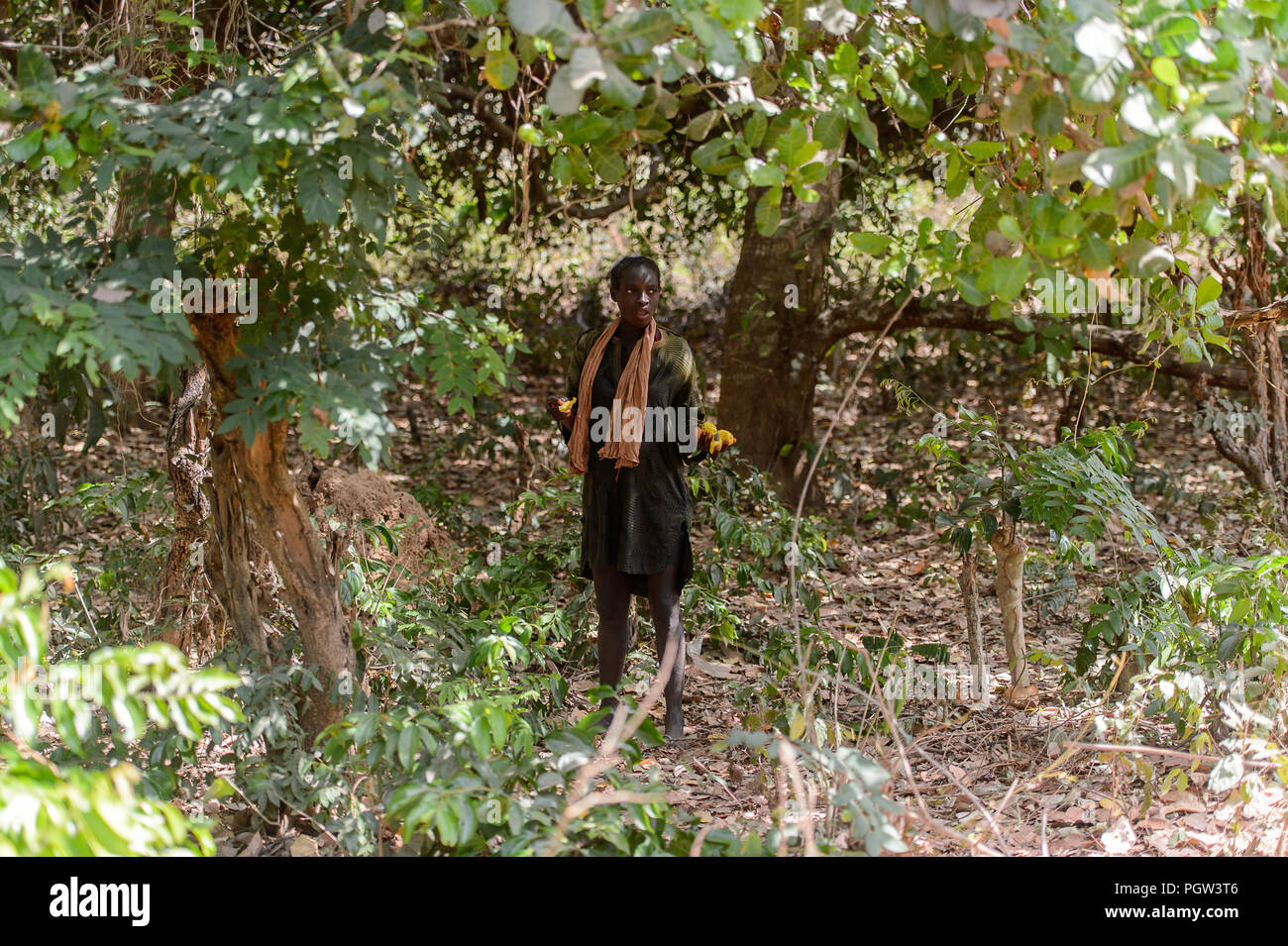 CANHABAQUE, GUINEA BISSAU - MAY 4, 2017: Unidentified local woman in ...