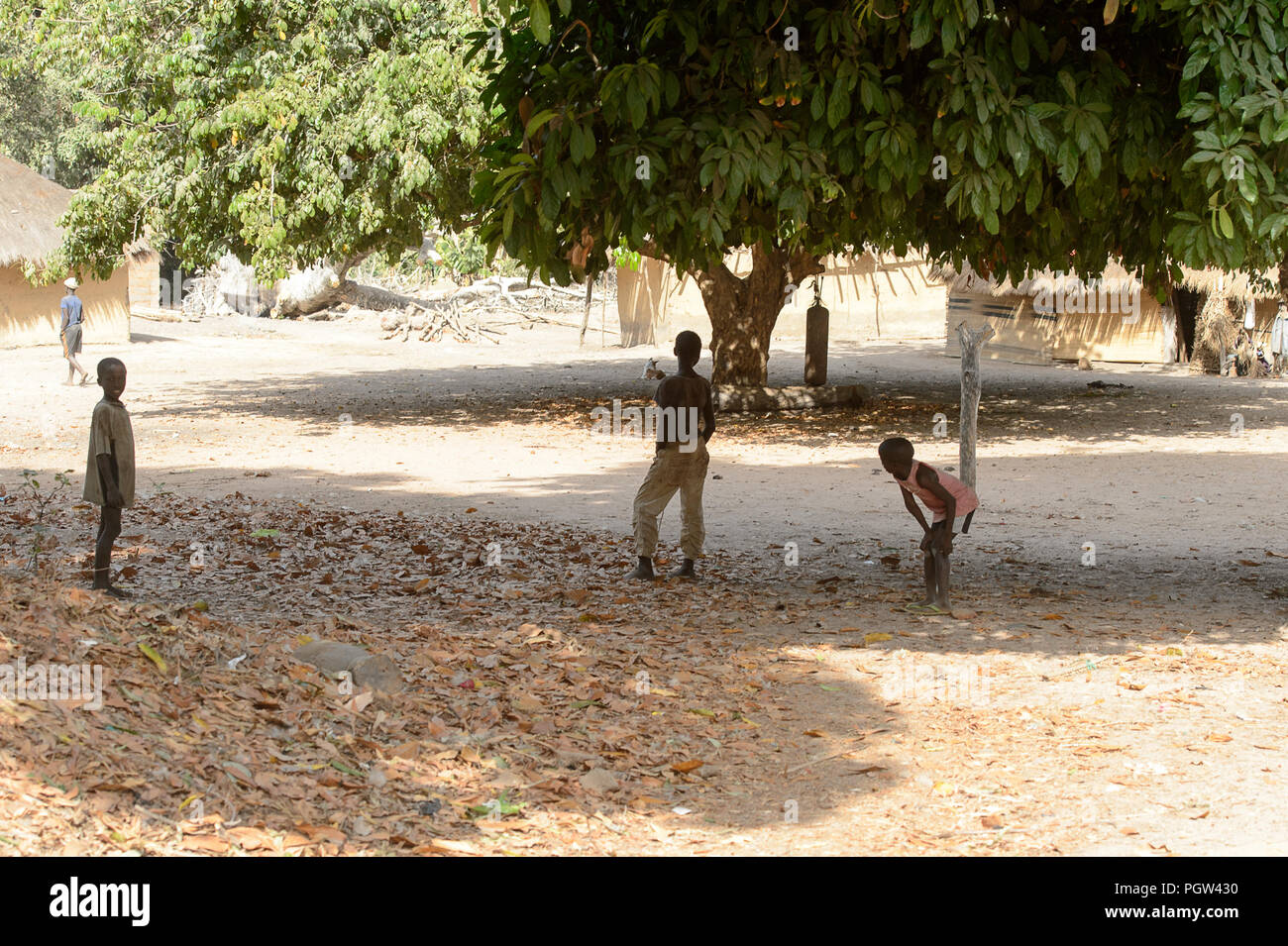 CANHABAQUE, GUINEA BISSAU - MAY 4, 2017: Unidentified local children ...