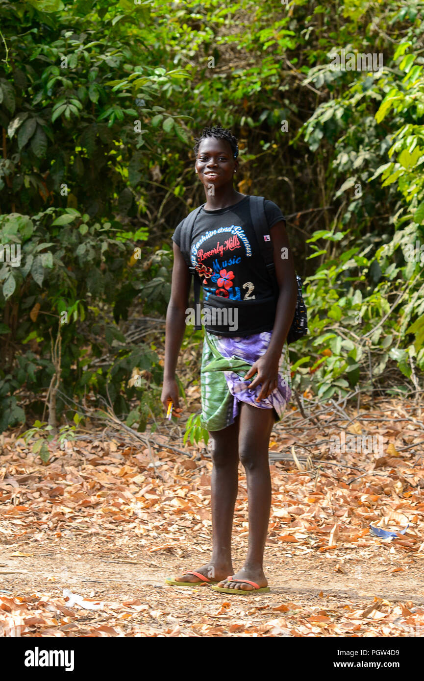 SOGA, GUINEA BISSAU - MAY 5, 2017: Unidentified local woman with ...