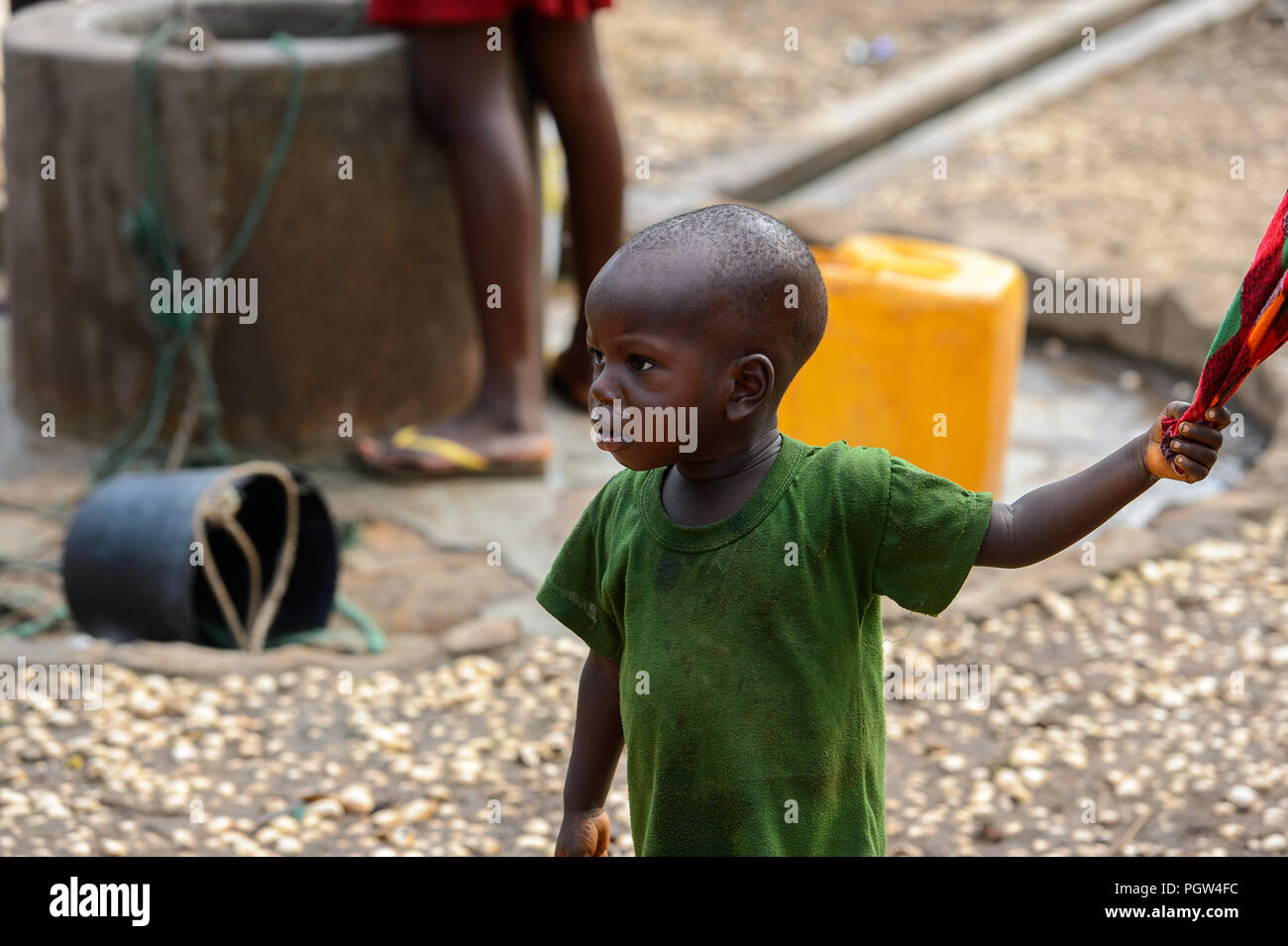 SOGA, GUINEA BISSAU - MAY 5, 2017: Unidentified local little boy in ...