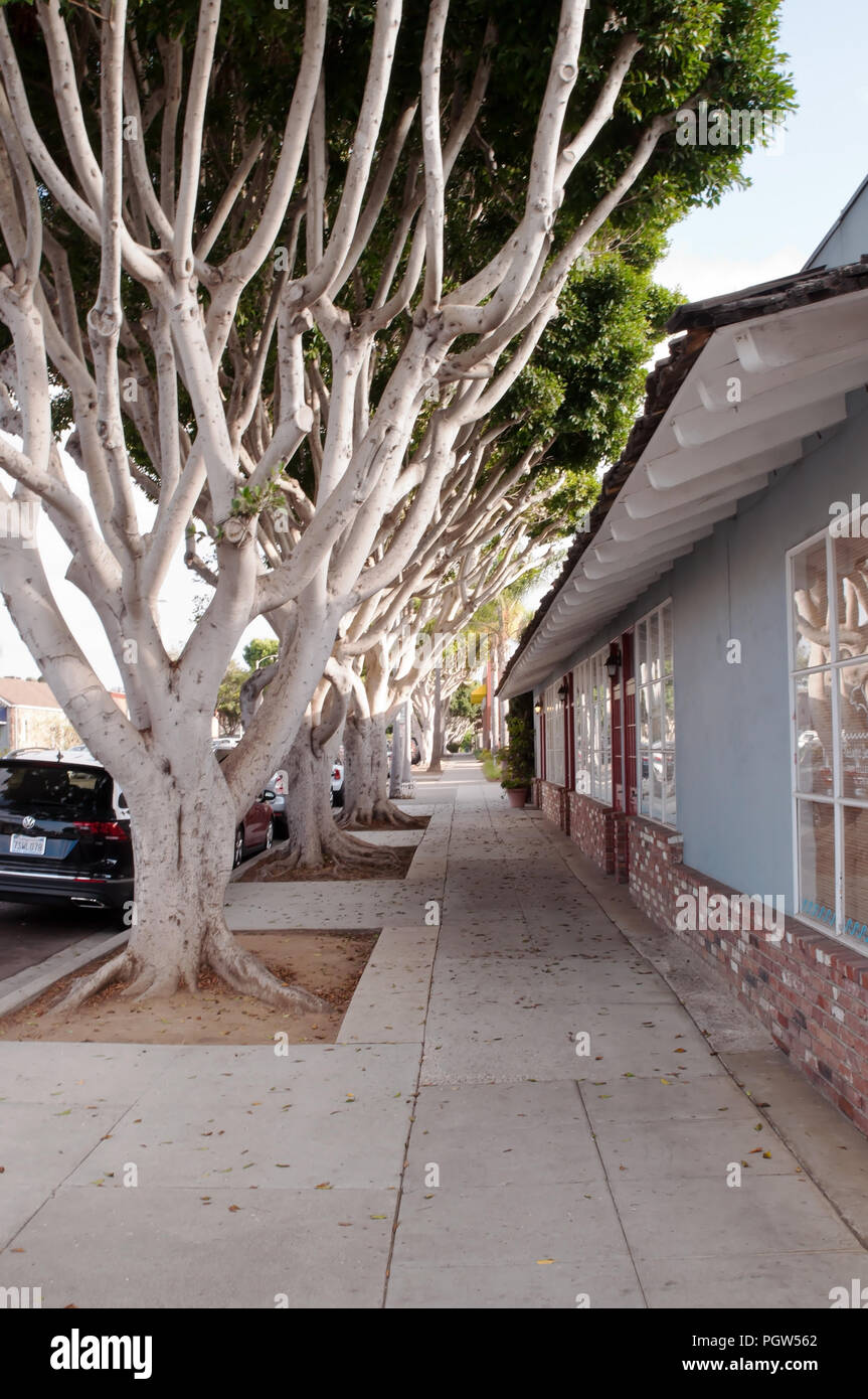 Looking down Second Street from D Street in Encinitas, California, USA ...