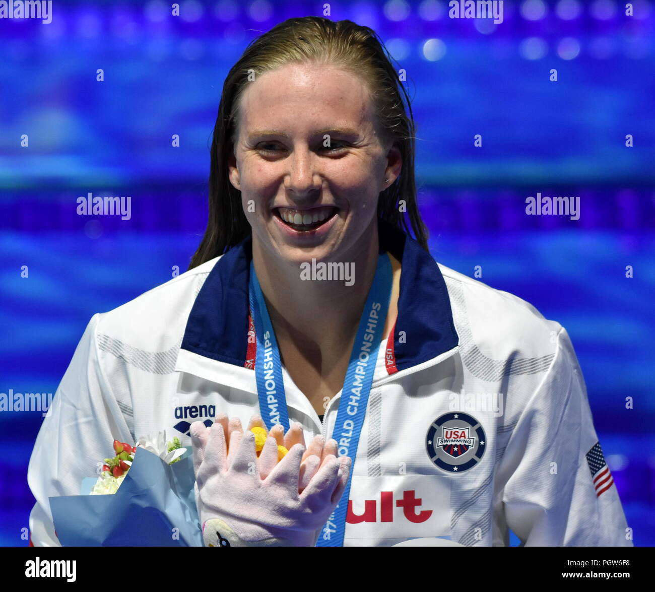 Budapest, Hungary - Jul 25, 2017. Competitive swimmer KING Lilly (USA ...