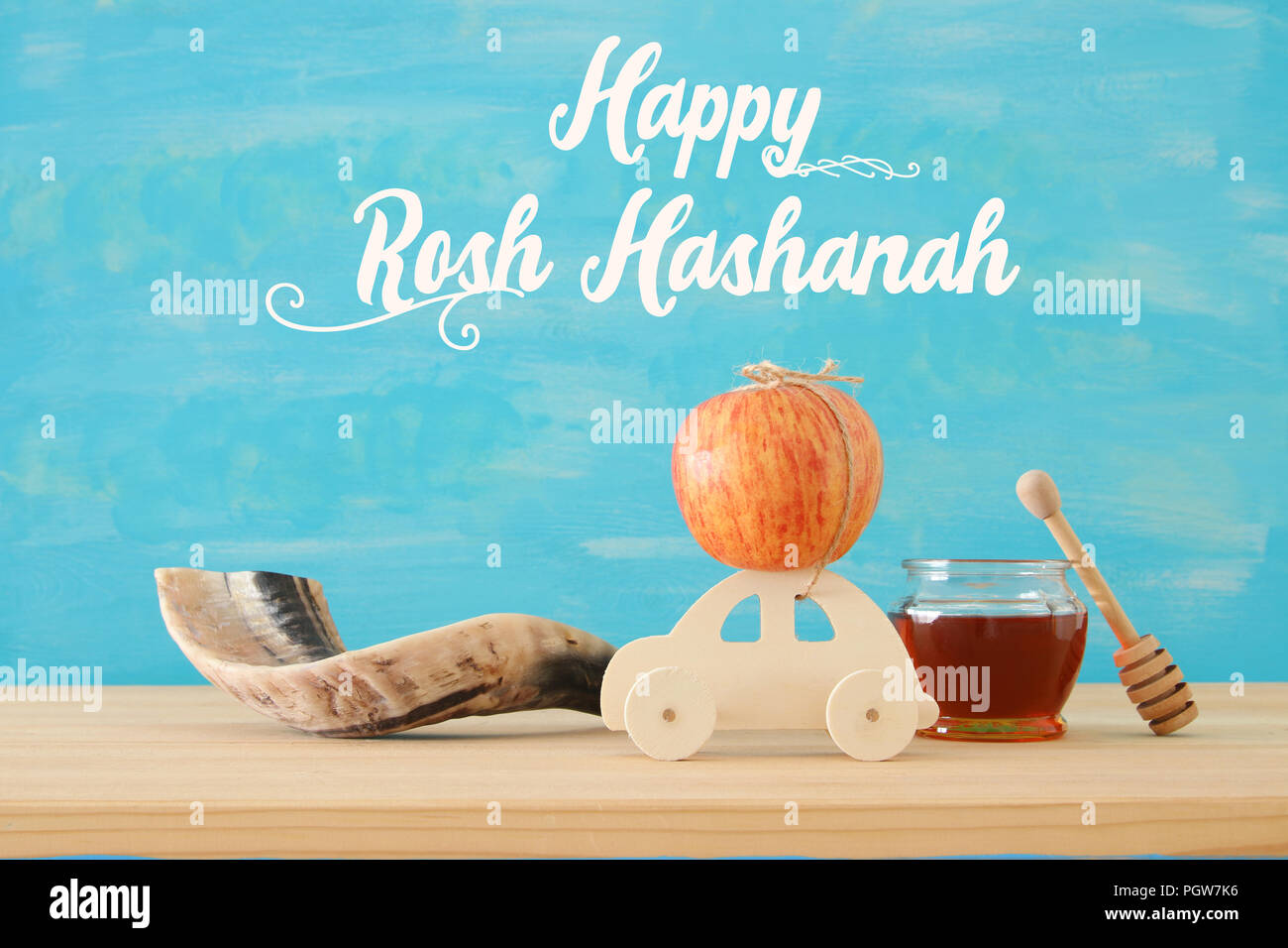 Rosh hashanah (jewish New Year holiday) concept. Traditional symbols ...