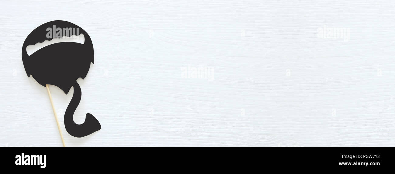 Top view image of funny photo booth props for party over white ...