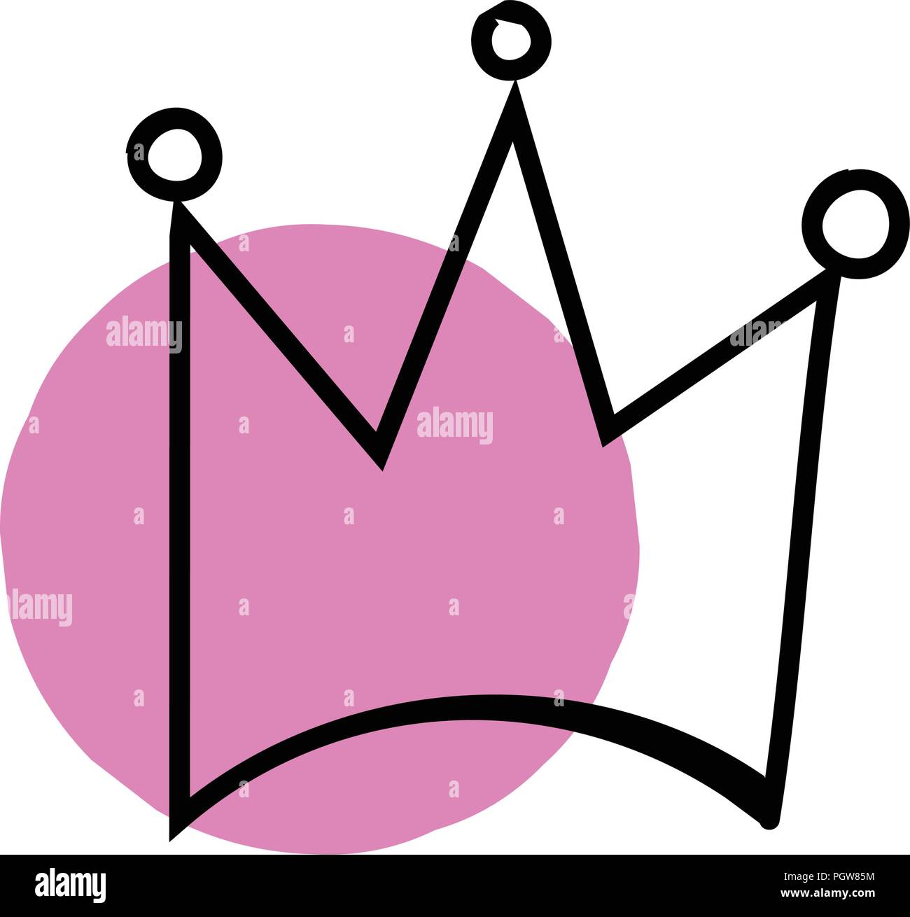 Vector illustration. Hand drawn pink crown on a white background Stock ...