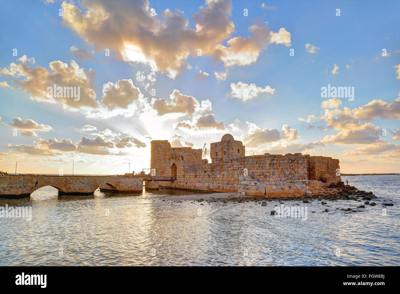 Sidon Sea Castle at Sunset, Lebanon Stock Photo - Alamy