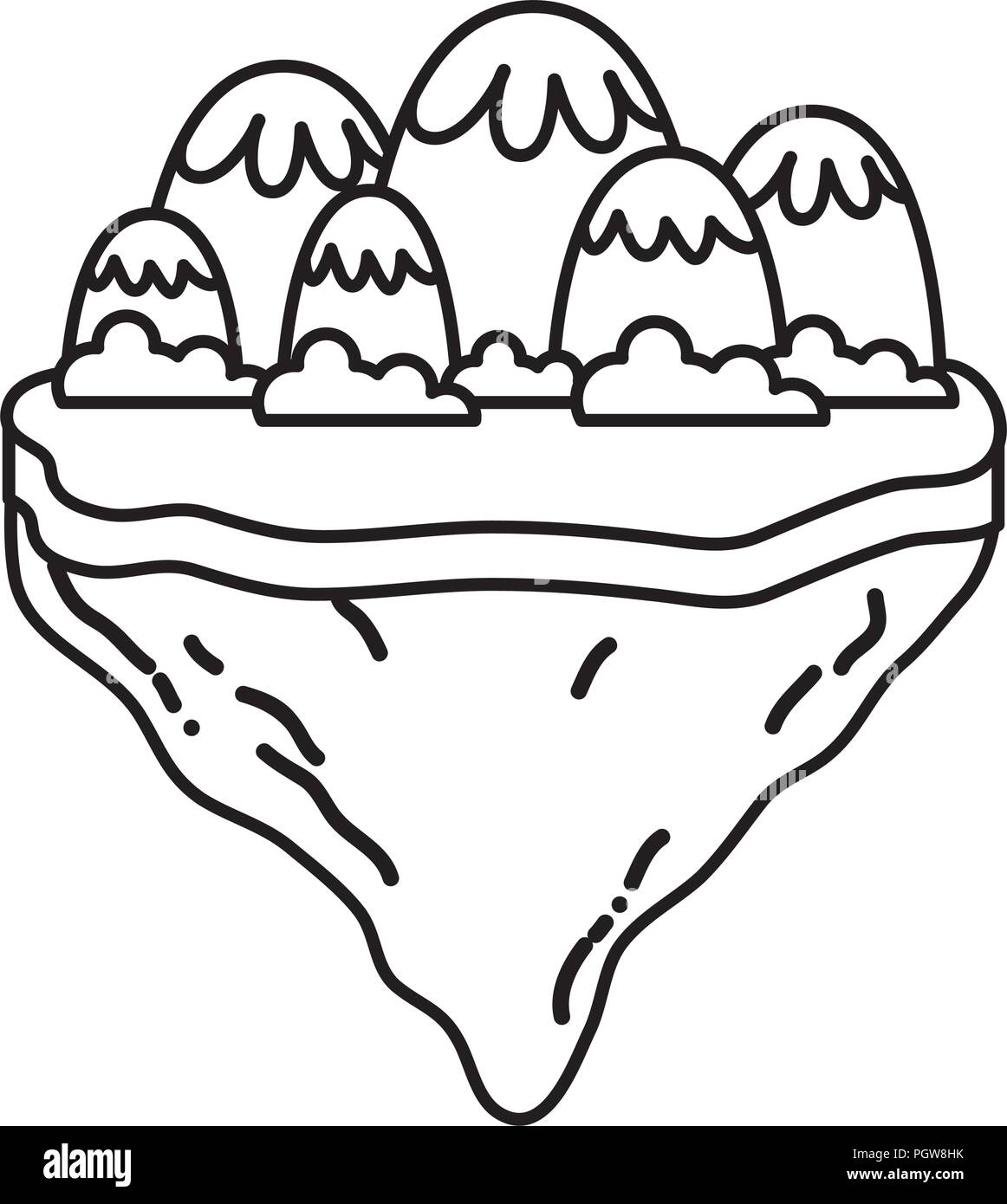 line ice mountains and bushes in the float island Stock Vector Image ...