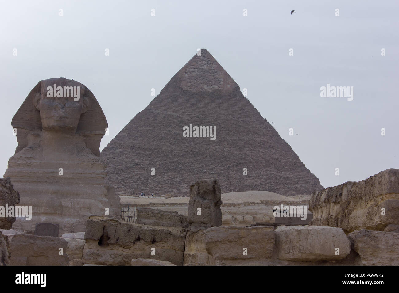 The Great Sphinx of Giza with the Pyramid of Khafre, Giza pyramid ...