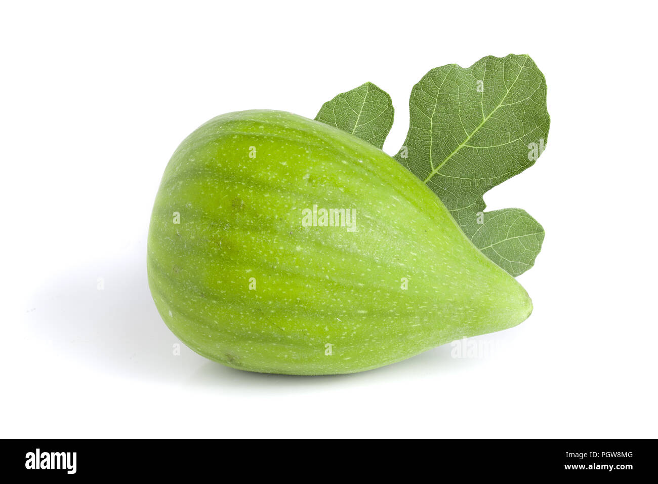 Ripe green fig fruit with leaf isolated on white background Stock Photo ...