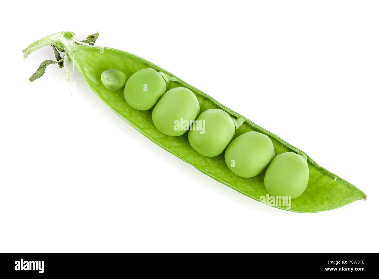 Fresh green pea pod isolated on white background Stock Photo - Alamy