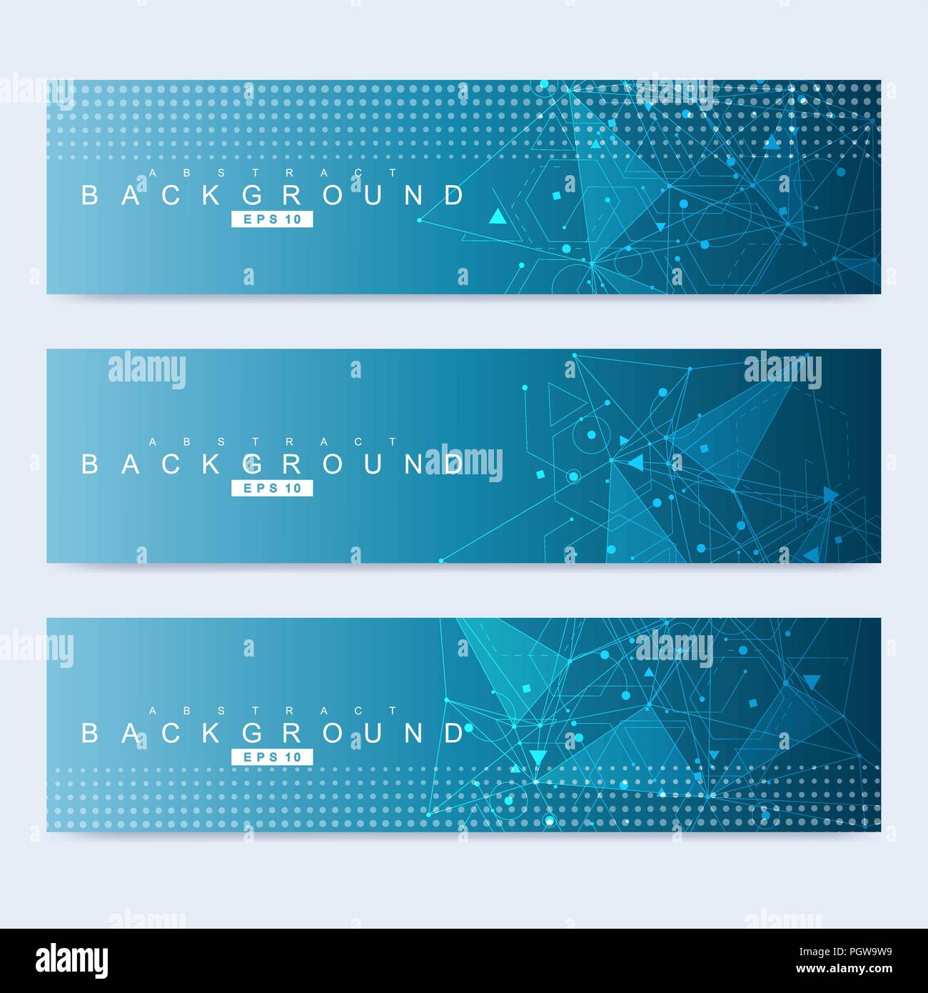 Scientific set of modern vector banners.Futuristic digital science ...