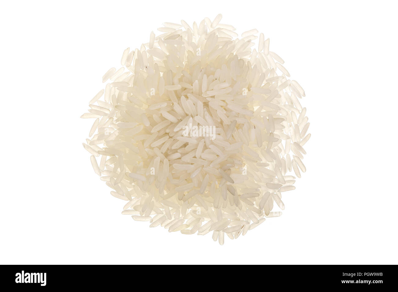 rice grains isolated on white background. Top view. Flat lay Stock ...