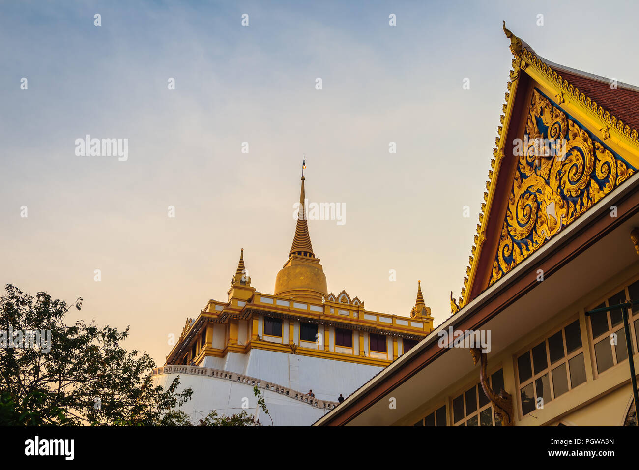 Beautiful view of Wat Saket Ratcha Wora Maha Wihan (Wat Phu Khao Thong ...