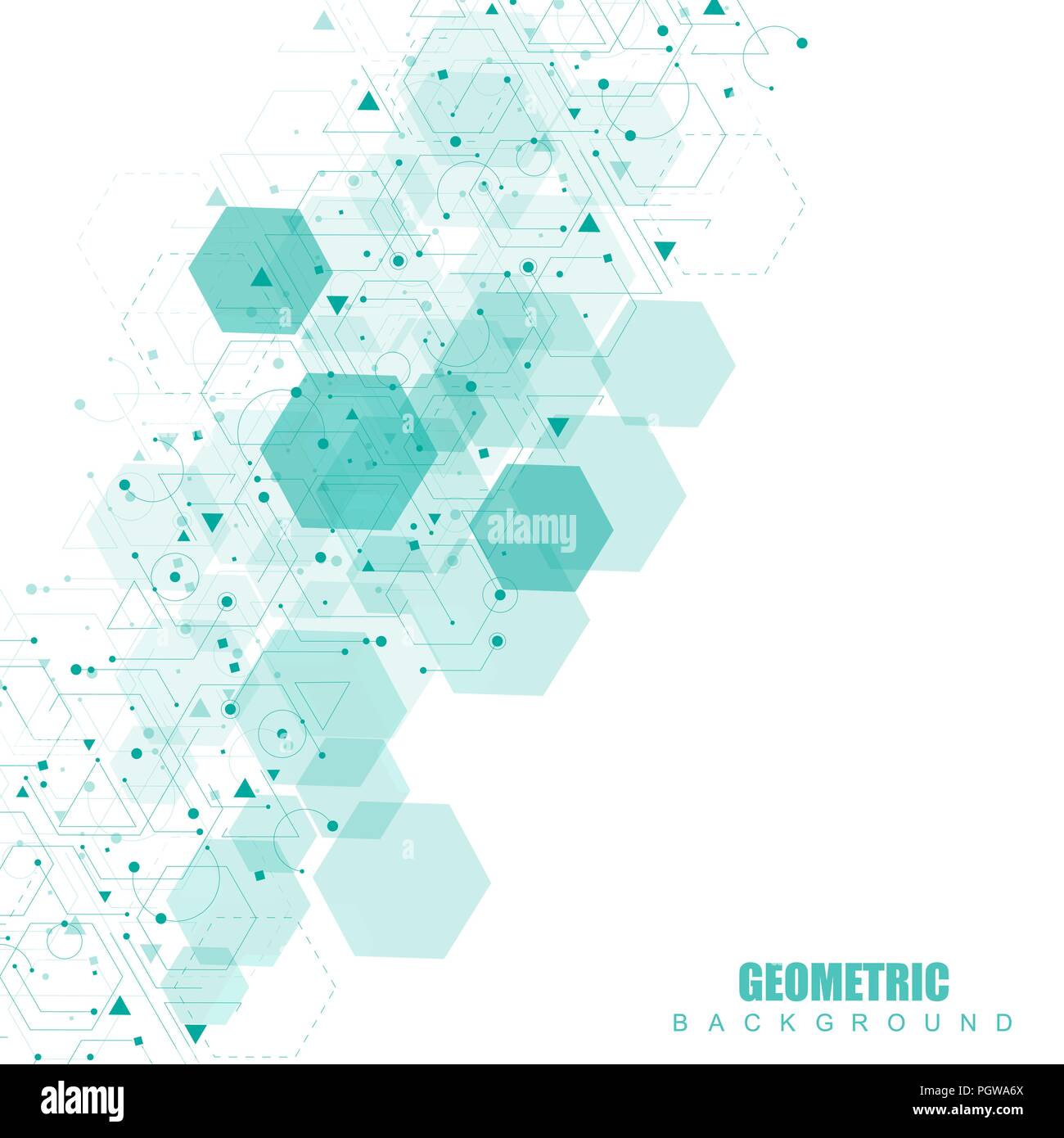 Hexagonal abstract background. Big Data Visualization. Global network connection. Medical ...