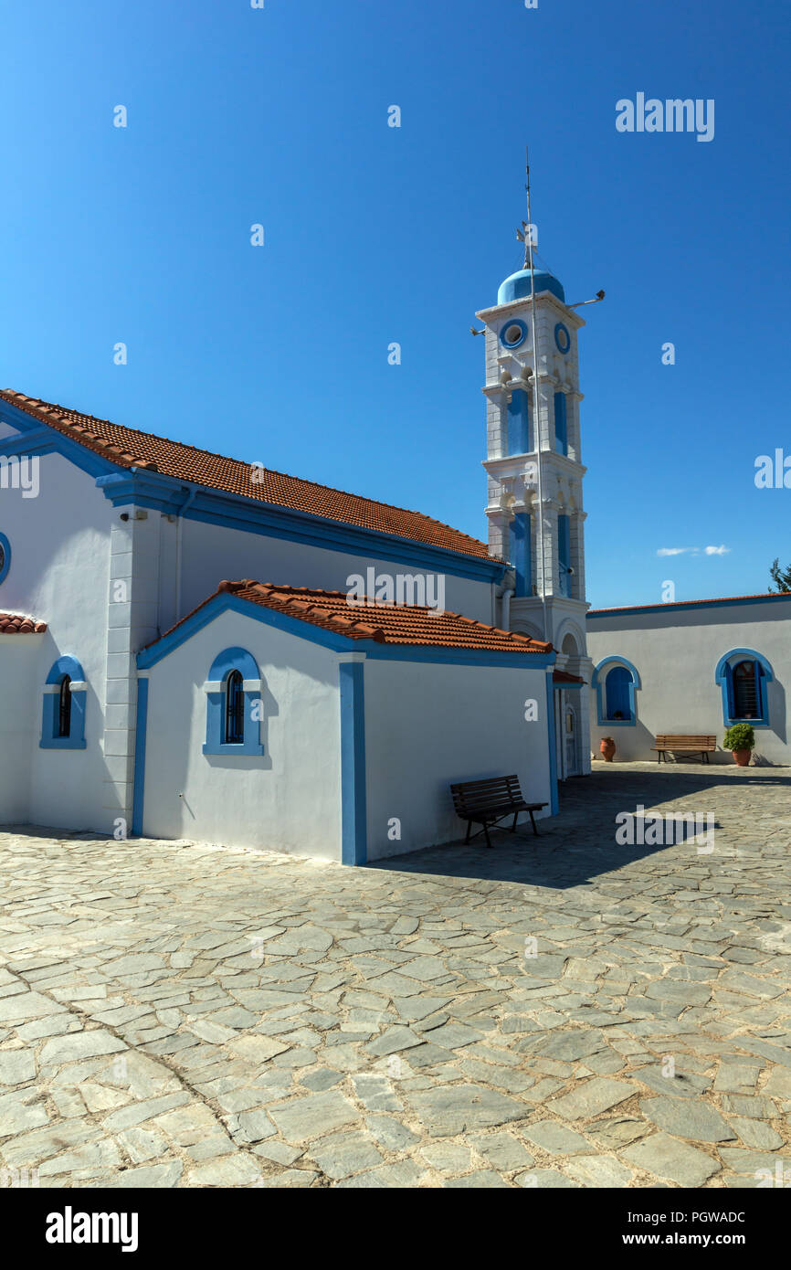 Orthodox Saint Nicholas Monastery located on two islands in Porto Lagos ...