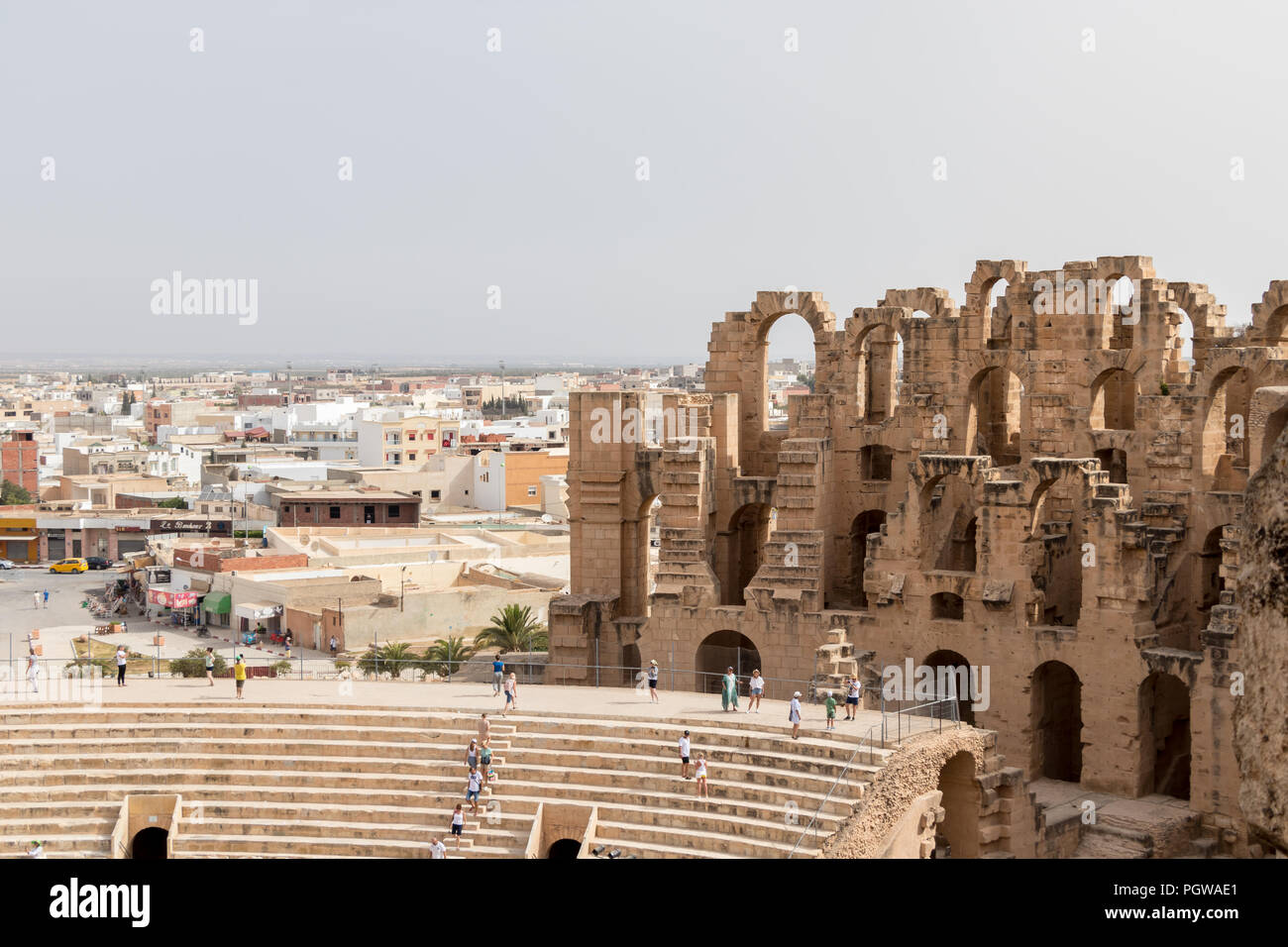 The Roman Amphitheatre in Thysdrus, modern El Jem,an ancient Roman city ...