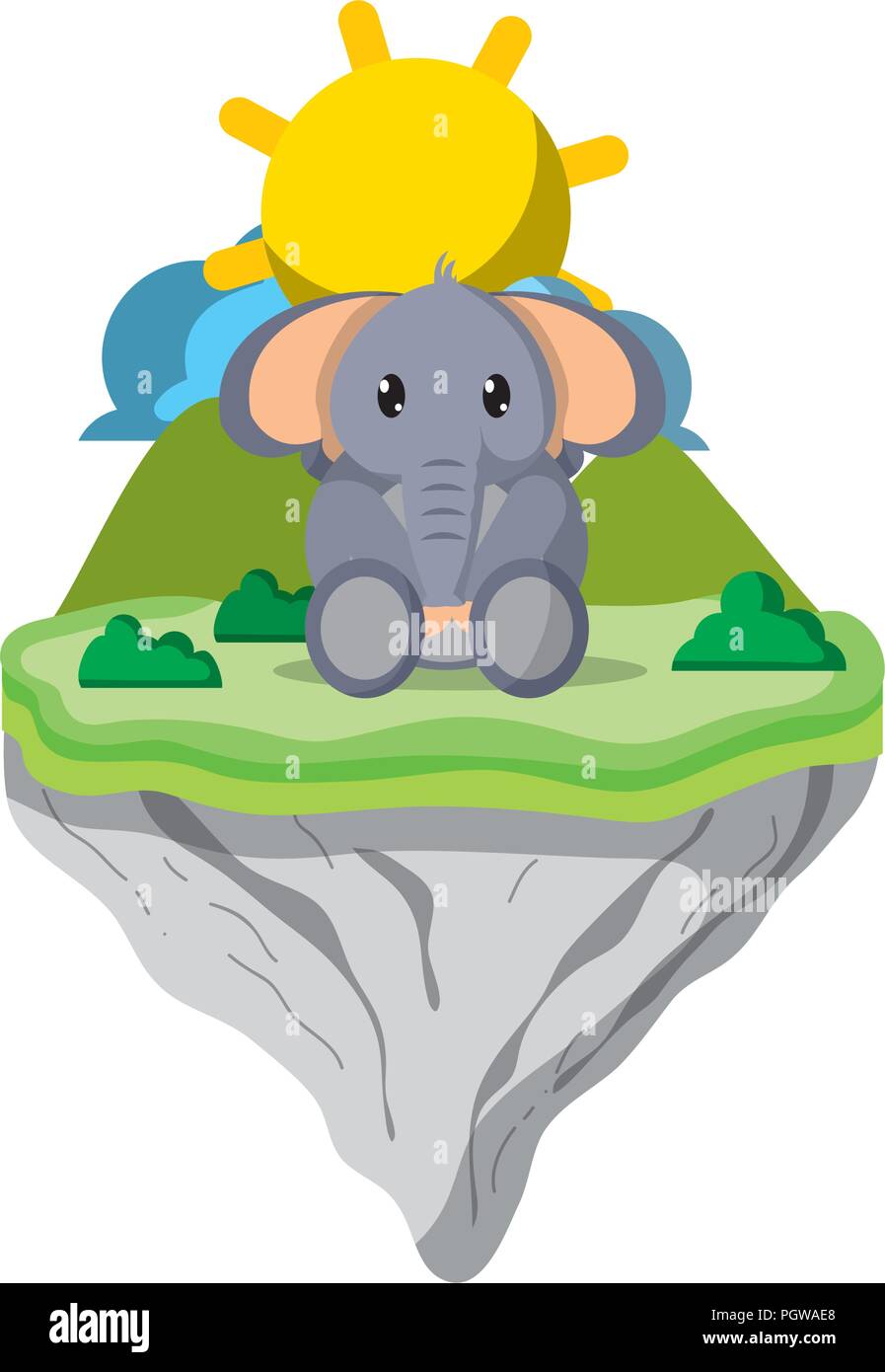 cute elephant animal in float island Stock Vector Image & Art - Alamy