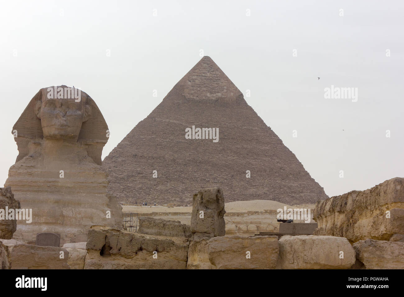 The Great Sphinx of Giza with the Pyramid of Khafre, Giza pyramid ...