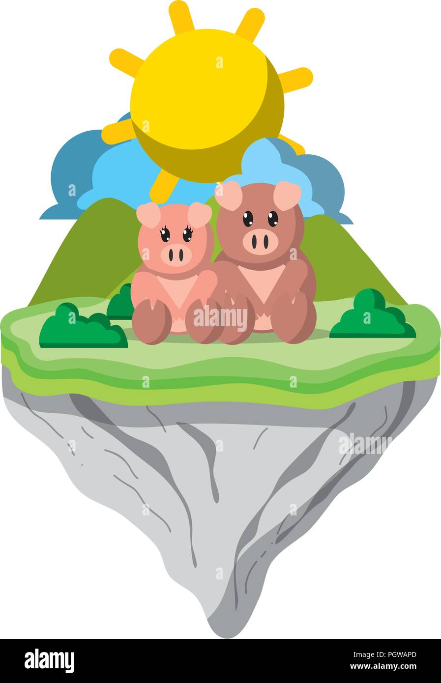 couple pig animal in float island Stock Vector Image & Art - Alamy