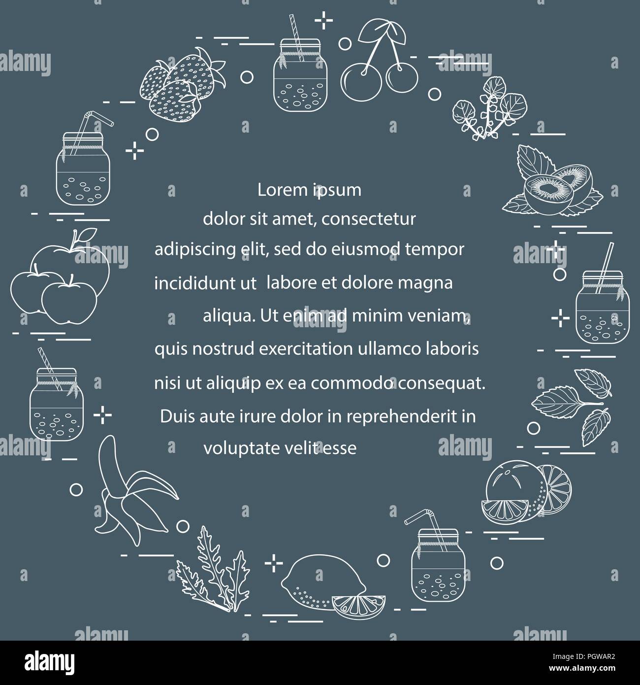 Jar with smoothies and ingredients for making smoothie. Healthy eating ...