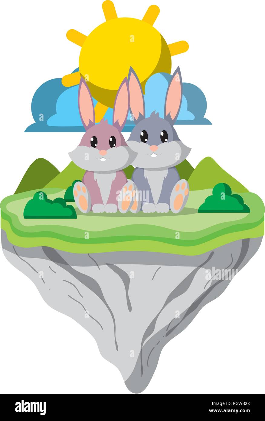 couple rabbit animal in float island Stock Vector Image & Art - Alamy