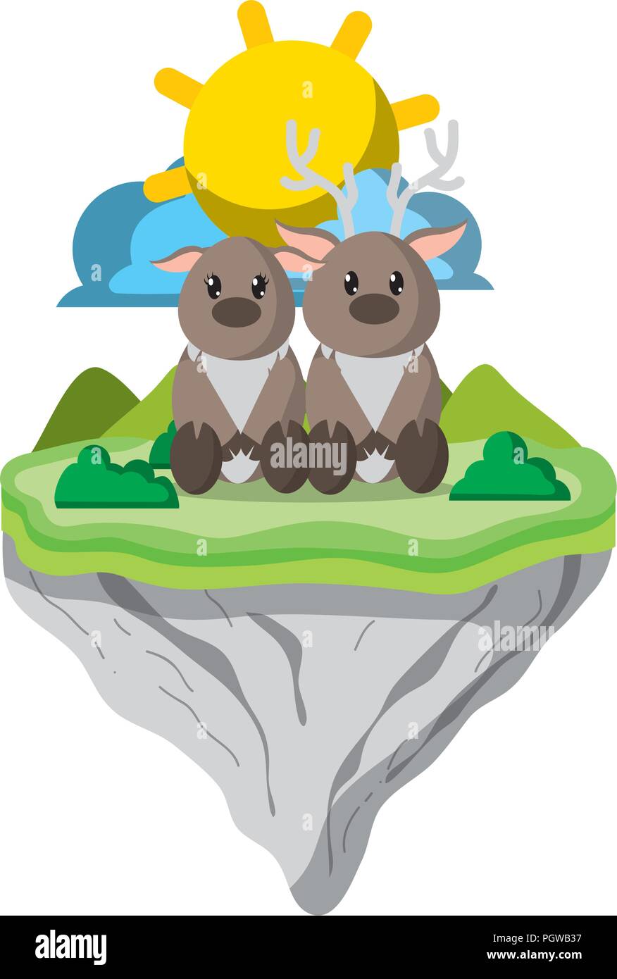couple deer animal in float island Stock Vector Image & Art - Alamy