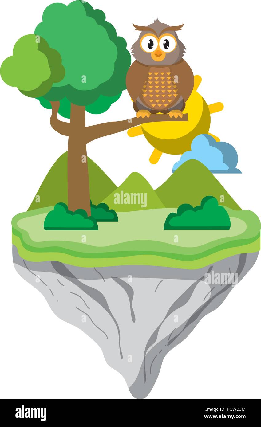 cute owl animal in float island Stock Vector Image & Art - Alamy