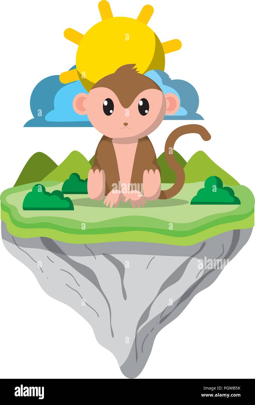 cute monkey animal in float island Stock Vector Image & Art - Alamy