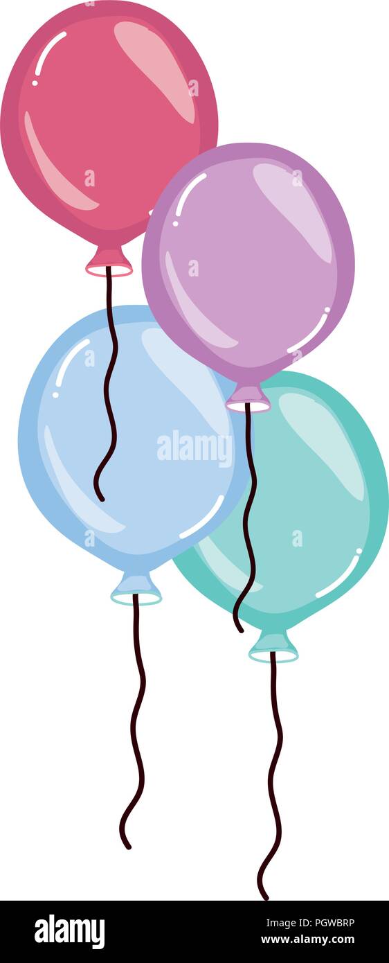 cute party balloons objects design Stock Vector Image & Art - Alamy