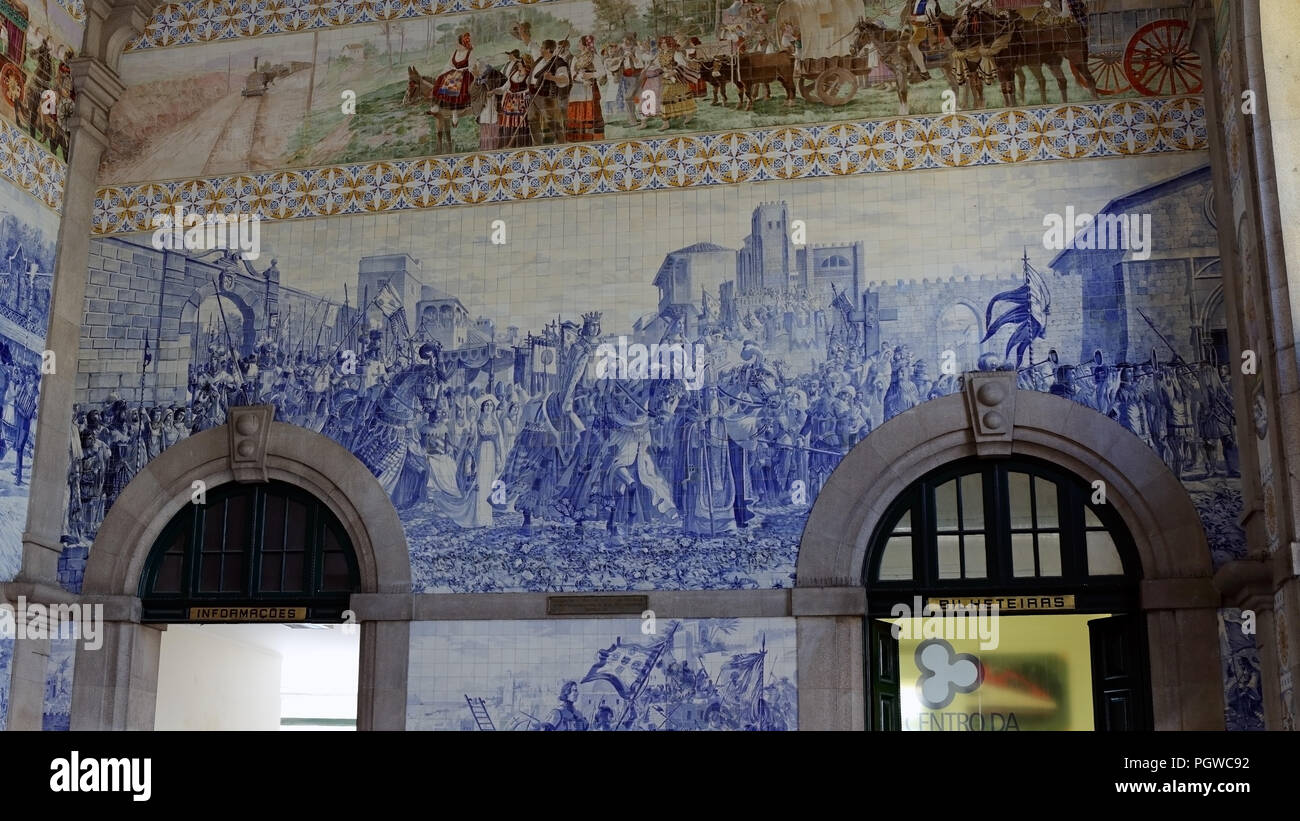 Porto, Portugal - March 4, 2015: Famous tiles from the Sao Bento ...