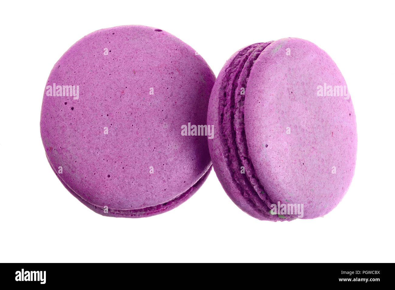 purple macaroon isolated on white background without a shadow closeup ...