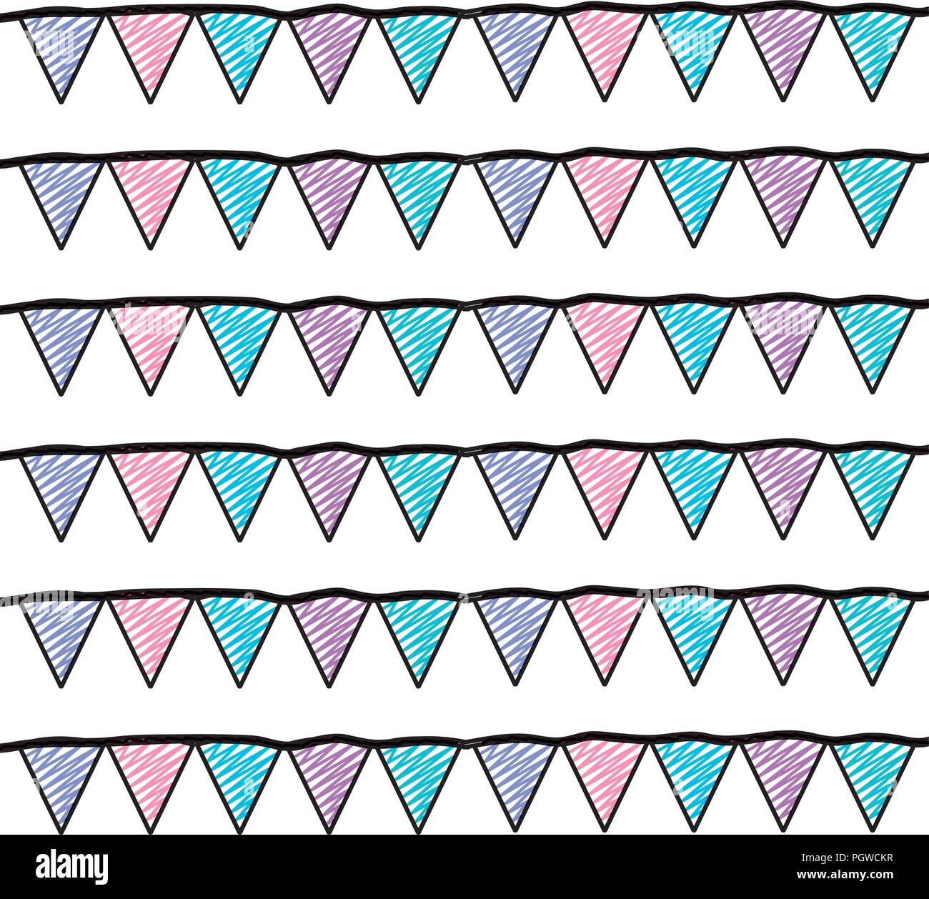 doodle triangle party flags decoration background Stock Vector Image ...