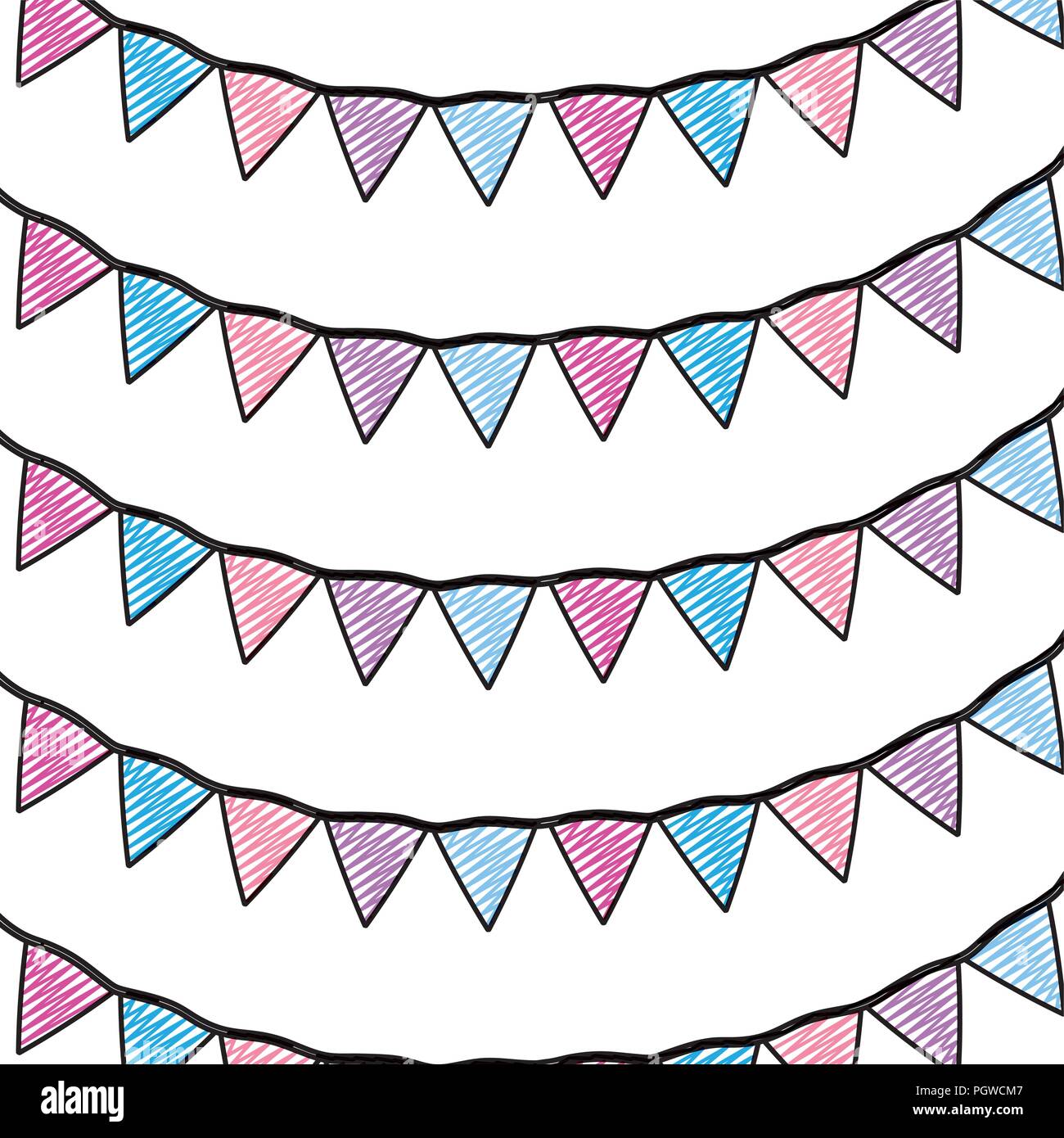 doodle party flags event celebration background Stock Vector Image ...