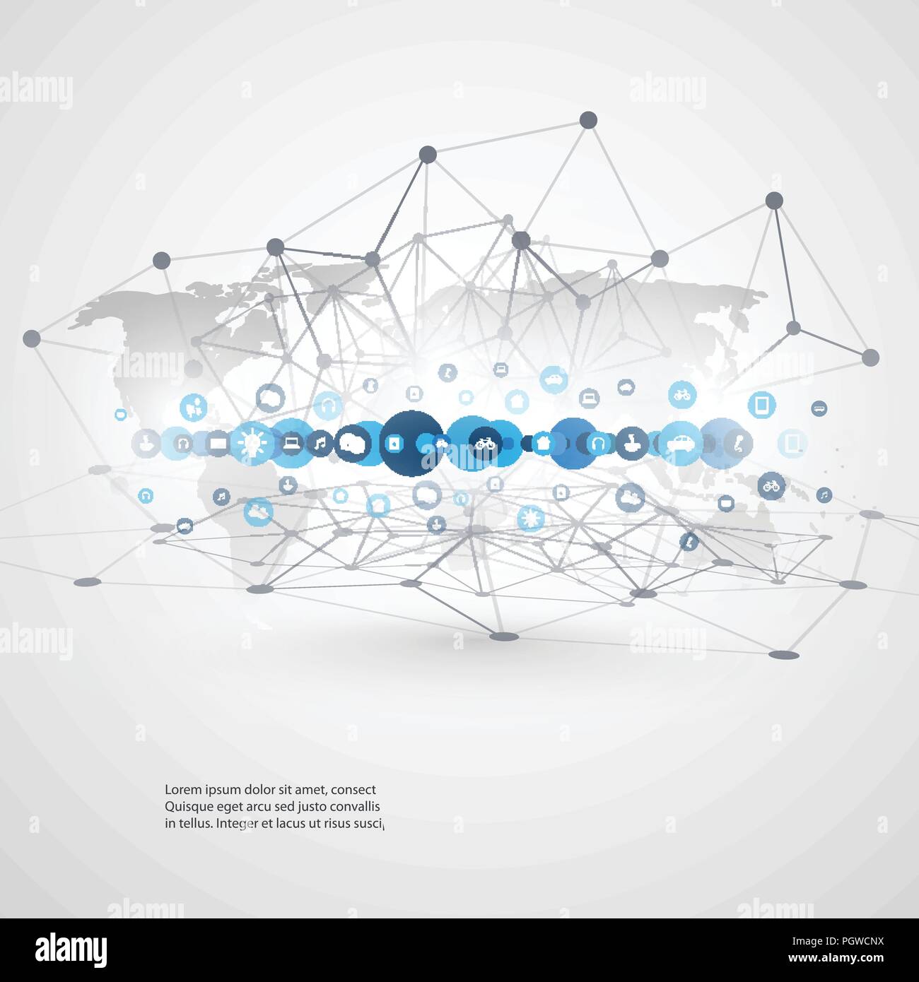 Internet of Things, Cloud Computing Design Concept with Icons - Digital Network Connections ...