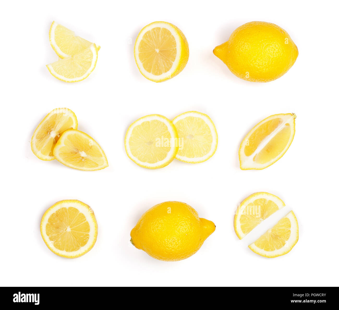 Lemon isolated on white background. Seamless pattern with fruits. Top ...