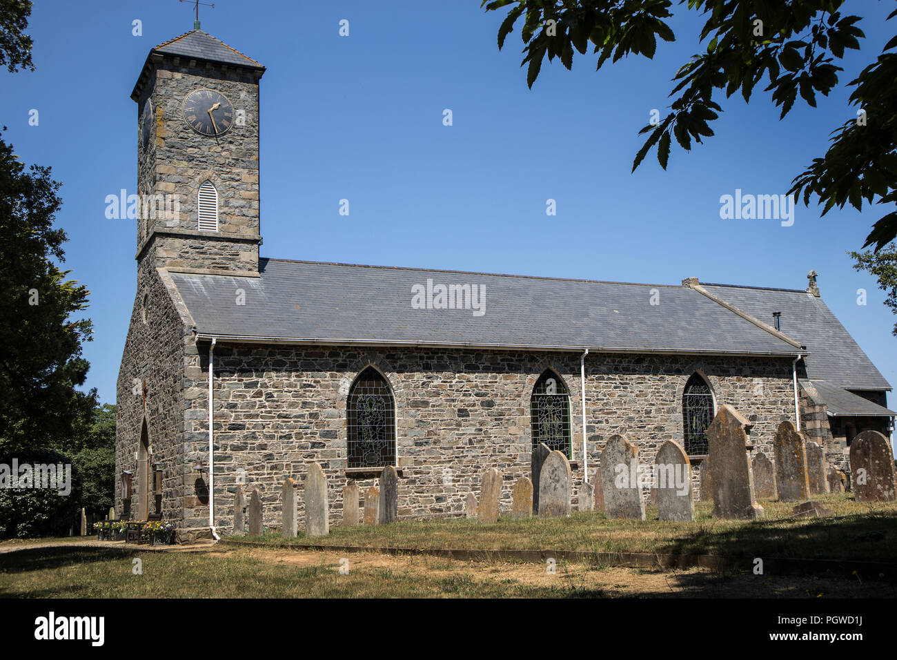 St Peter's church on Sark Island, near Guernsey, and part of the ...
